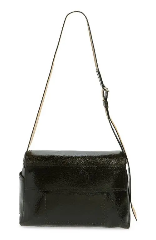 Alexander Mcqueen Slouch Crackled Leather Messenger Bag In Black